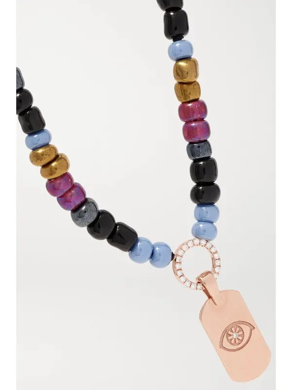 DIANE KORDAS 14-karat Bead And Diamond Evil Eye Necklace