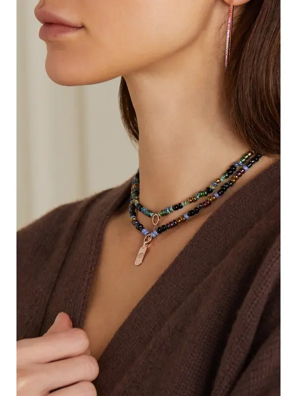 DIANE KORDAS 14-karat Bead And Diamond Evil Eye Necklace