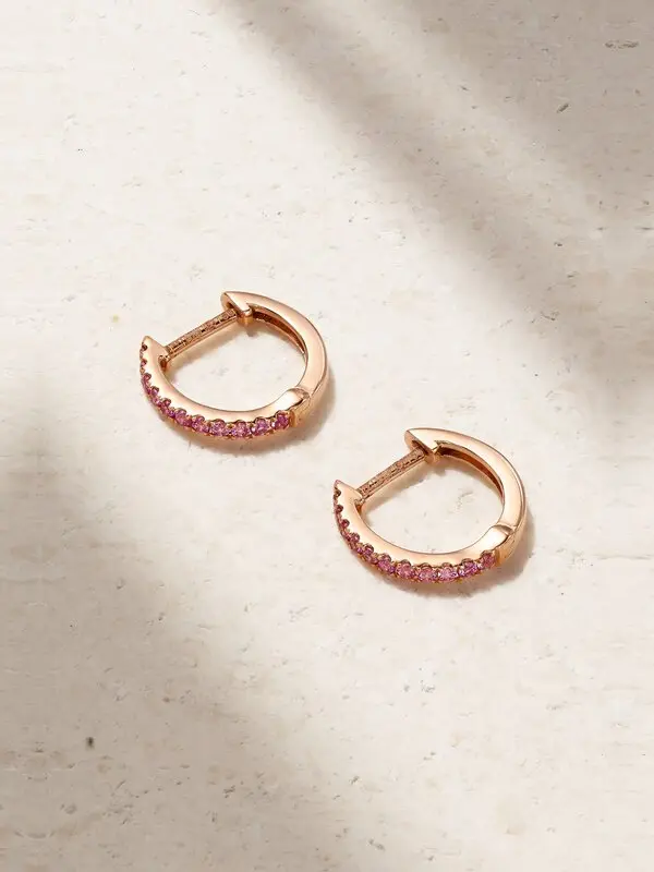 ANITA KO Huggies 18-karat Sapphire Earrings - Pink
