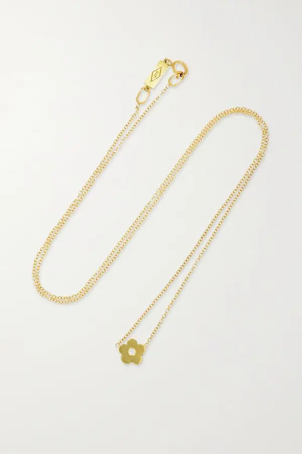 JENNIFER MEYER Mini Daisy 18-karat Diamond Necklace - Gold