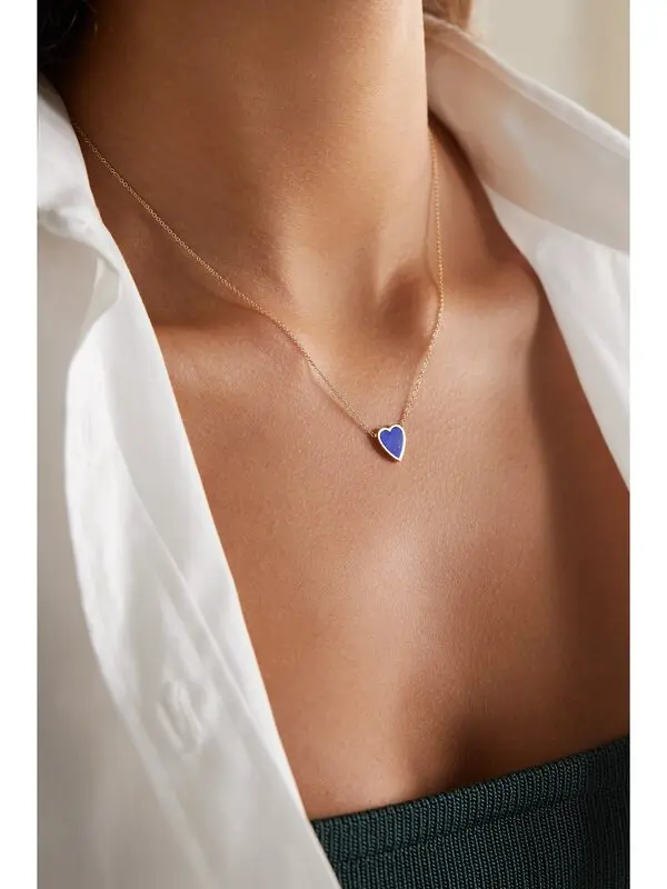 JENNIFER MEYER Mini Heart 18-karat Lapis Lazuli Necklace - Gold
