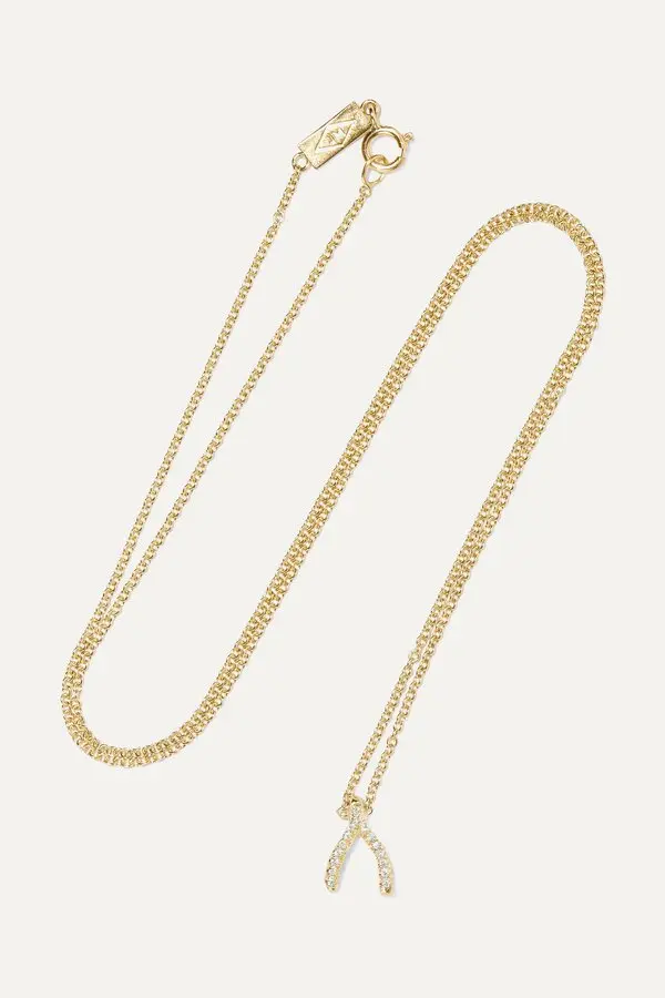 JENNIFER MEYER Wishbone 18-karat Diamond Necklace - Gold