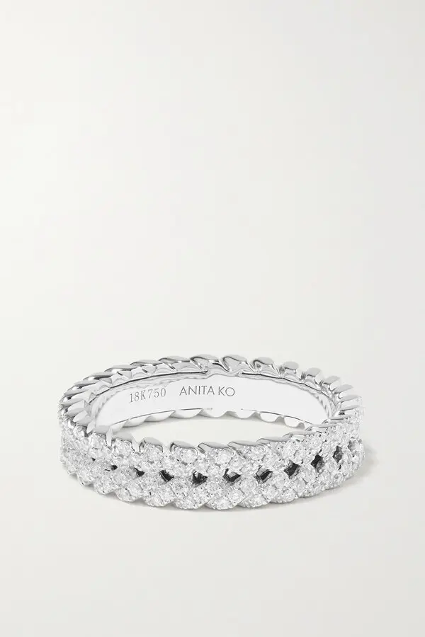 ANITA KO 18-karat Diamond Braided Ring - White Gold