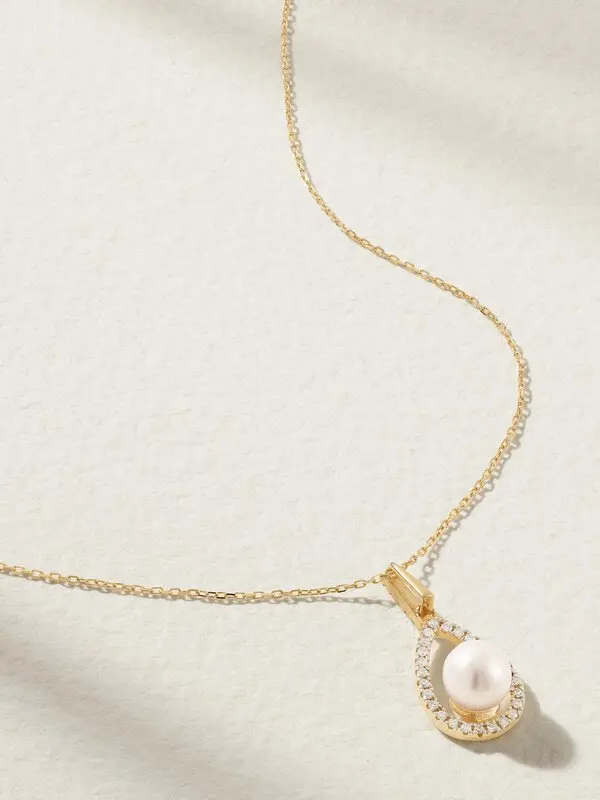 Mateo 14-karat Pearl And Diamond Necklace - Neutrals
