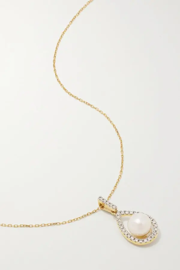Mateo 14-karat Pearl And Diamond Necklace - Off-white