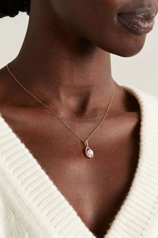 Mateo 14-karat Pearl And Diamond Necklace - Off-white