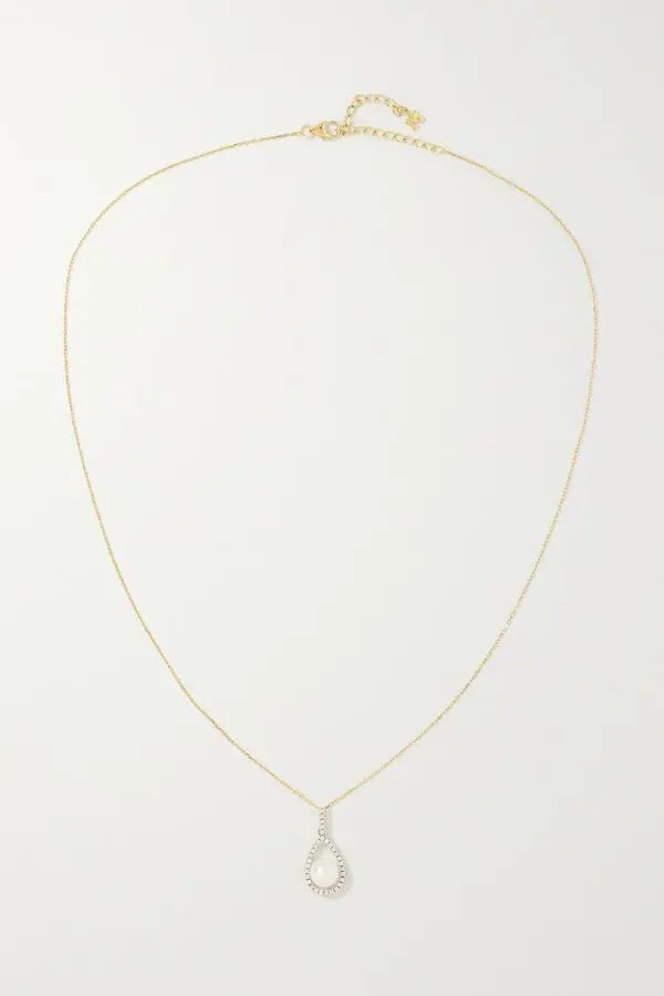 Mateo 14-karat Pearl And Diamond Necklace - Off-white