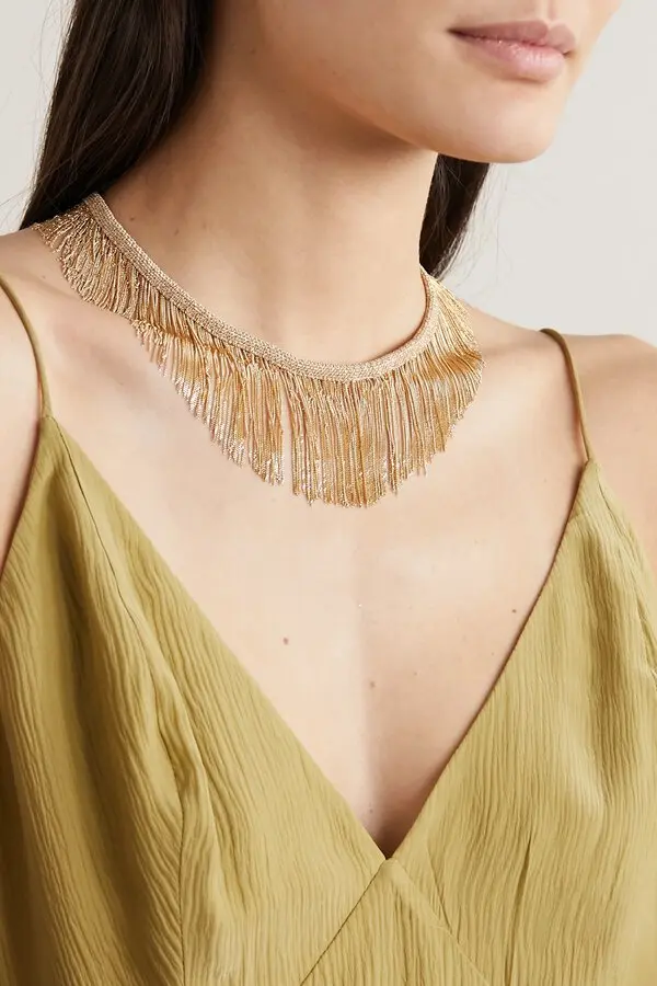 Carolina Bucci Fringe 18-karat And Silk Necklace