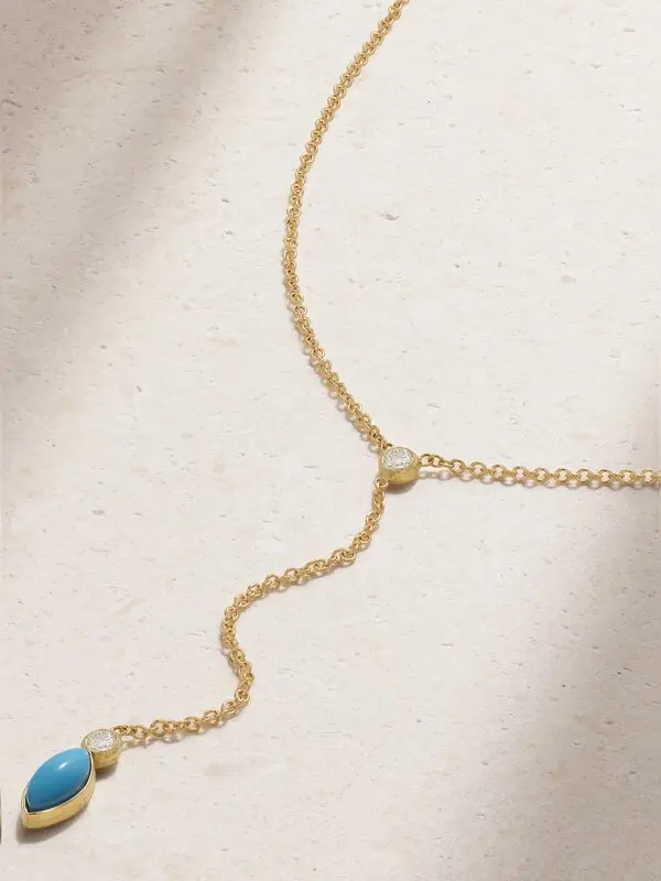 JENNIFER MEYER 18-karat Turquoise And Diamond Lariat Necklace - Gold