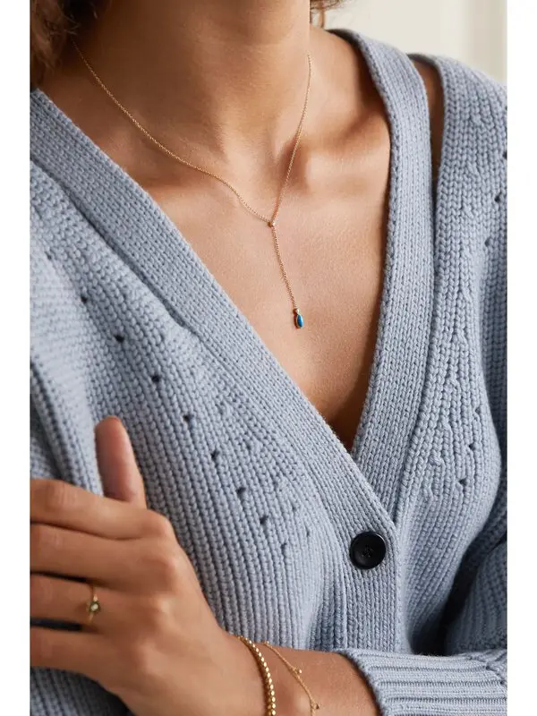 JENNIFER MEYER 18-karat Turquoise And Diamond Lariat Necklace