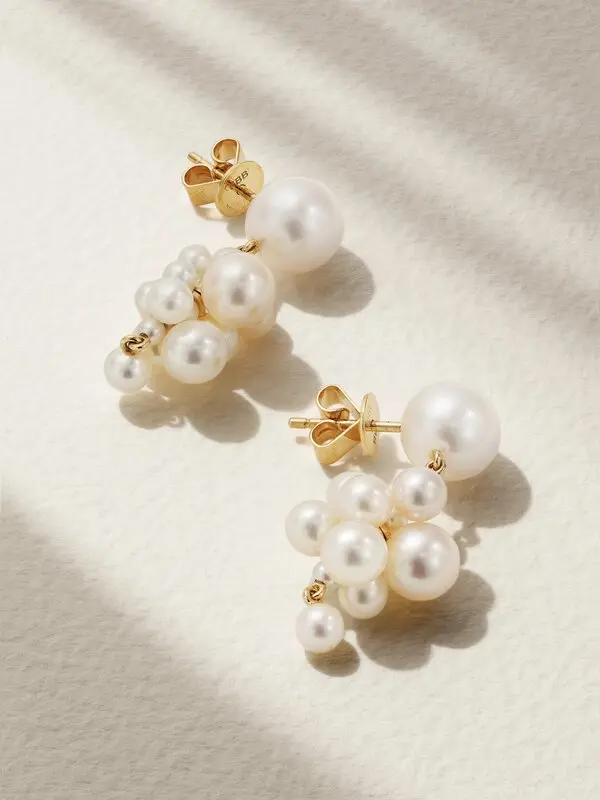 Sophie Bille Brahe Botticelli 14-karat Pearl Drop Earrings - Gold