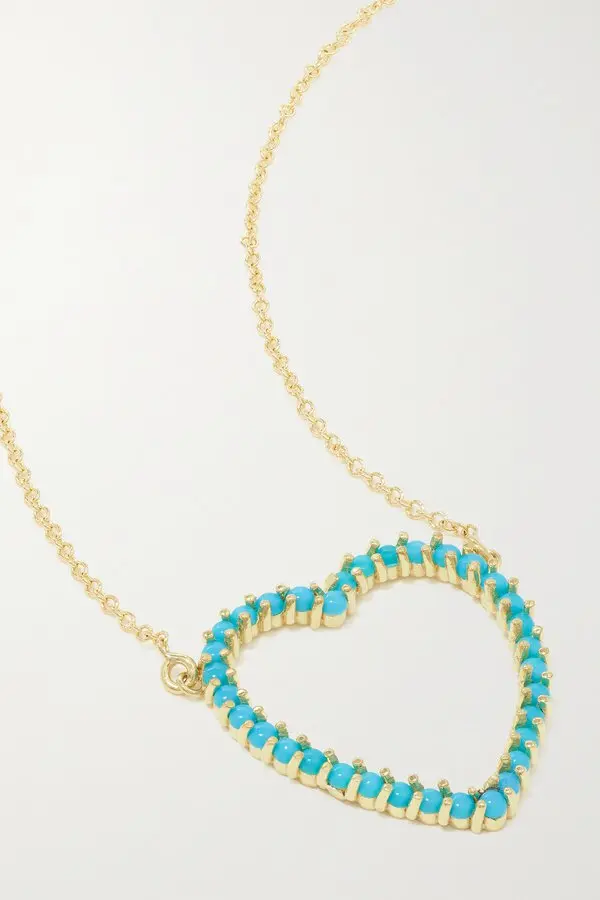 JENNIFER MEYER Large Open Heart 18-karat Turquoise Necklace