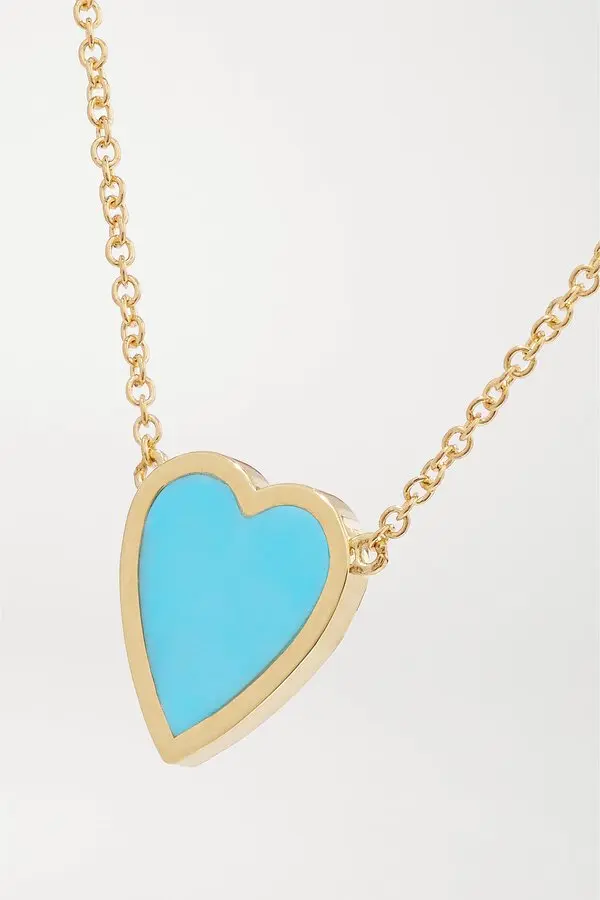 JENNIFER MEYER Mini Heart Turquoise Necklace