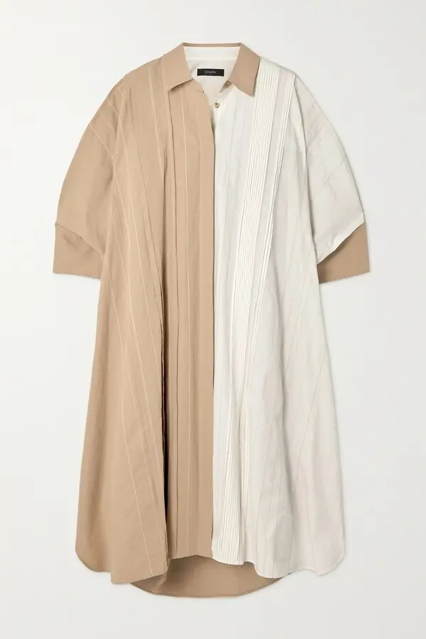 Joseph Dany Oversized Color-Block Cotton And Linen-Blend Shirt Dress In  White - 60% Off | Editorialist