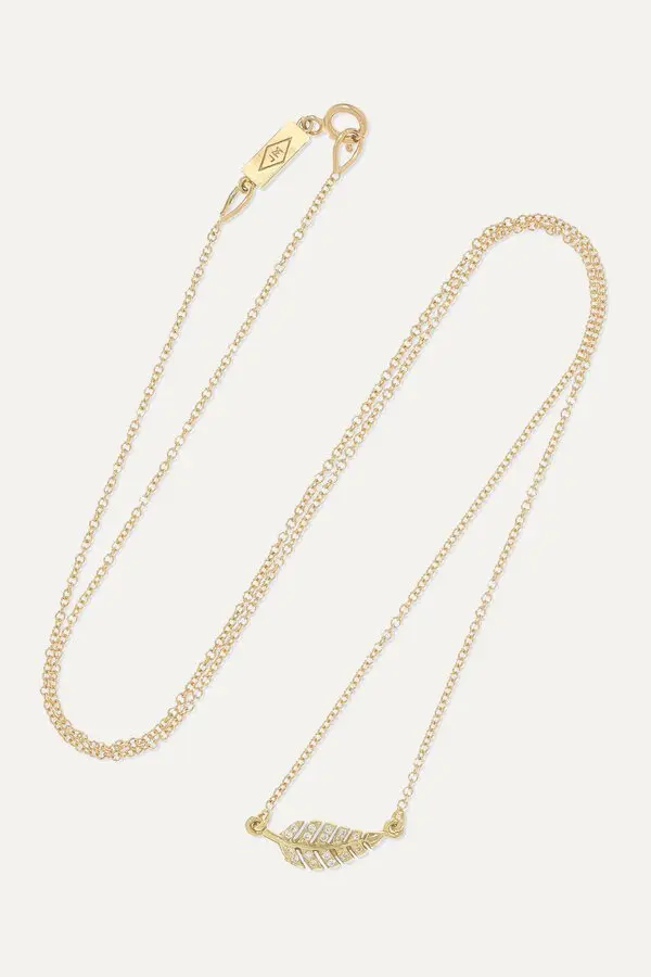 JENNIFER MEYER Mini Leaf Diamond Necklace - Gold