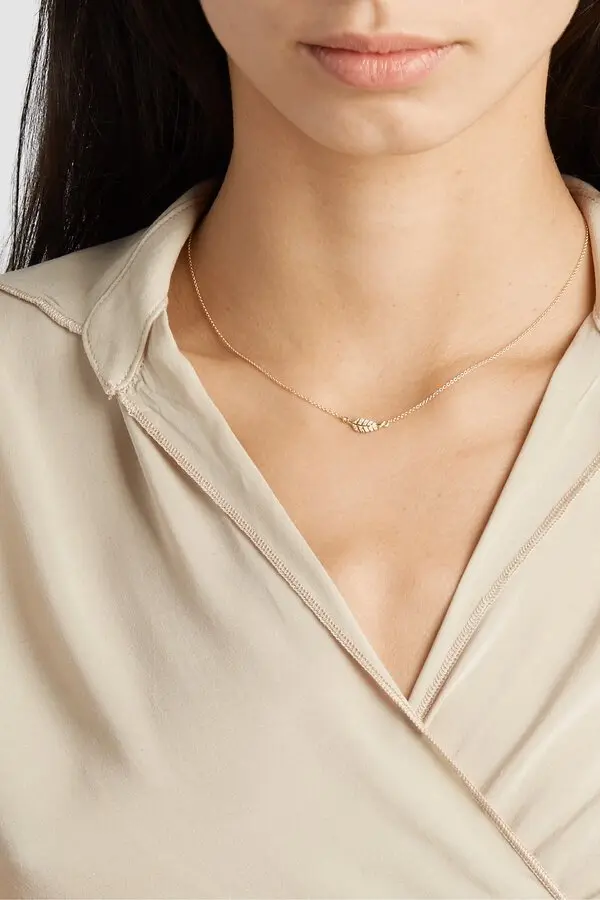 JENNIFER MEYER Mini Leaf Diamond Necklace