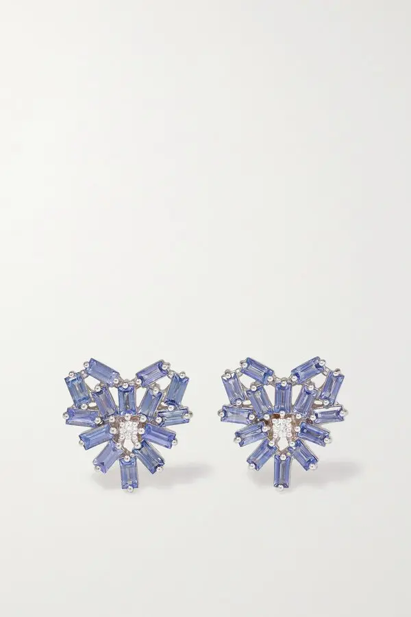 SUZANNE KALAN 18-karat Sapphire And Diamond Earrings - Gold