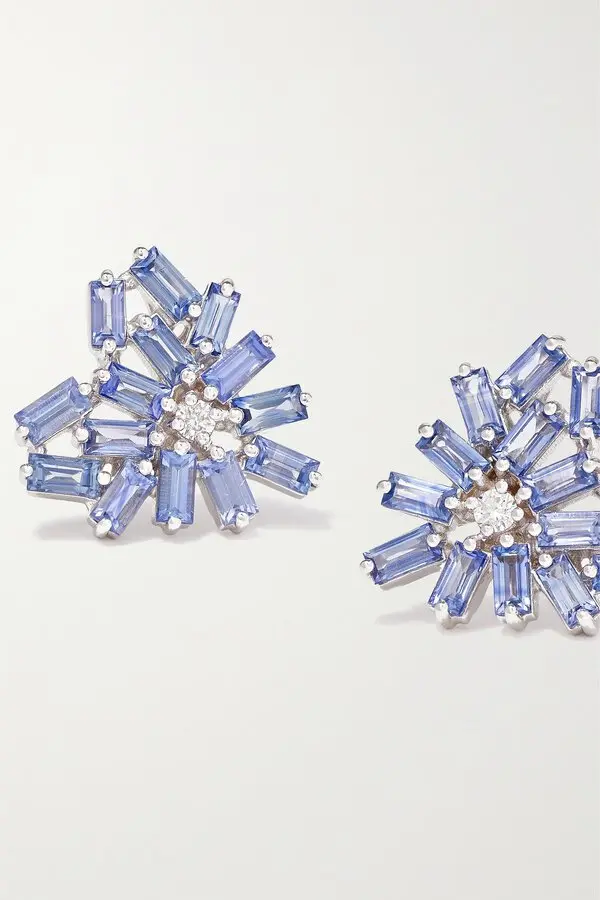 SUZANNE KALAN 18-karat Sapphire And Diamond Earrings - Gold
