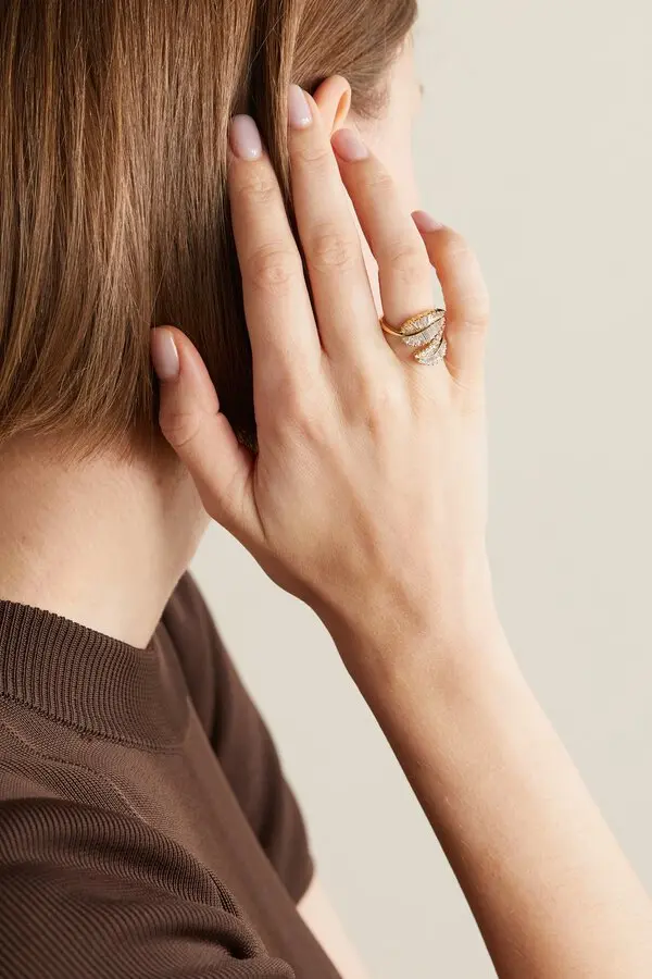 ANITA KO Palm Leaf 18-karat Diamond Ring - Gold