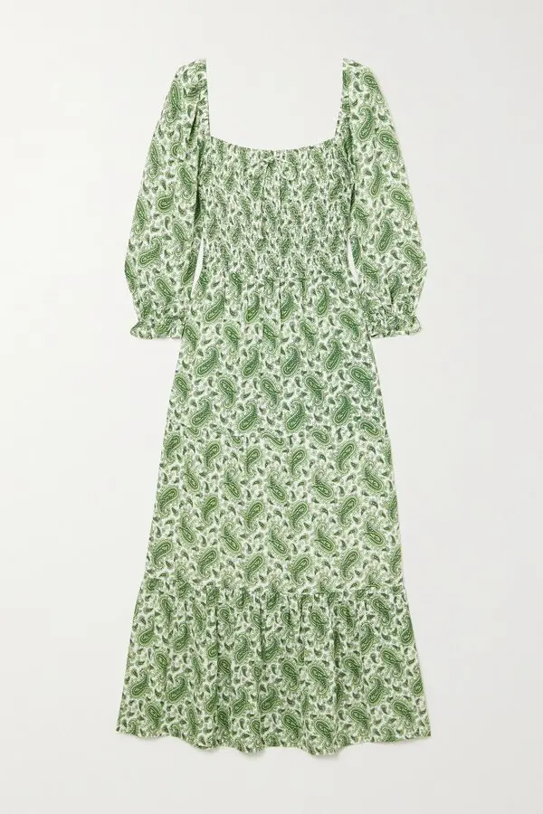 Faithfull The Brand Net Sustain Le Galet Paisley-Print Crepe Midi Dress In  Green - 50% Off | Editorialist
