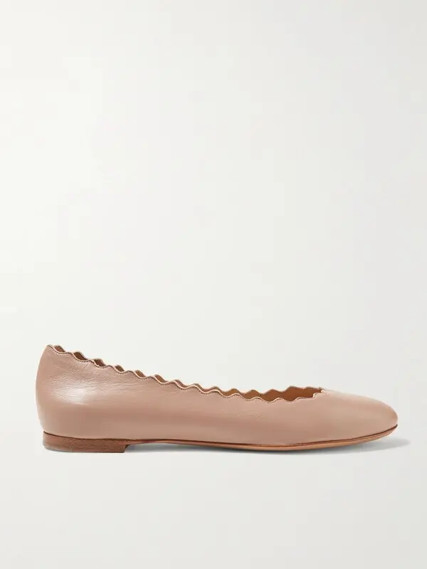 Chloé Lauren Scalloped Leather Ballet Flats - Pink
