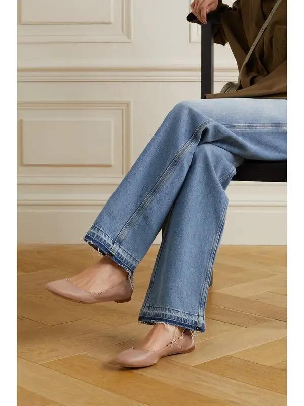 Chloé Lauren Scalloped Leather Ballet Flats