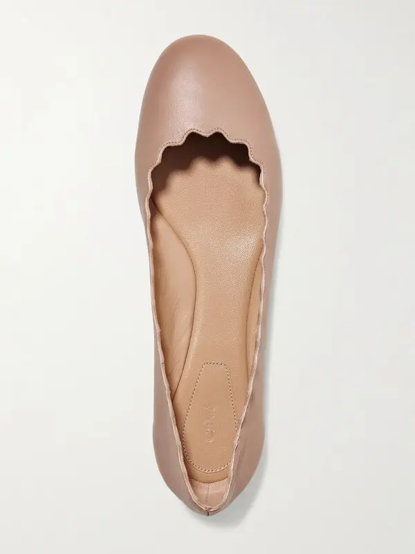 Chloé Lauren Scalloped Leather Ballet Flats