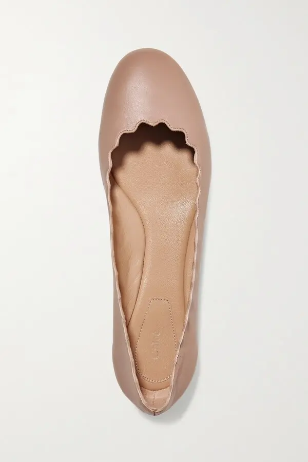 Chloé Lauren Scalloped Leather Ballet Flats - Pink