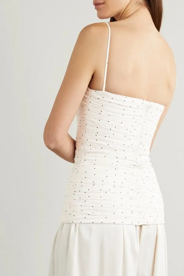 Tove Vivian Ruched Polka-dot Organic Cotton Top