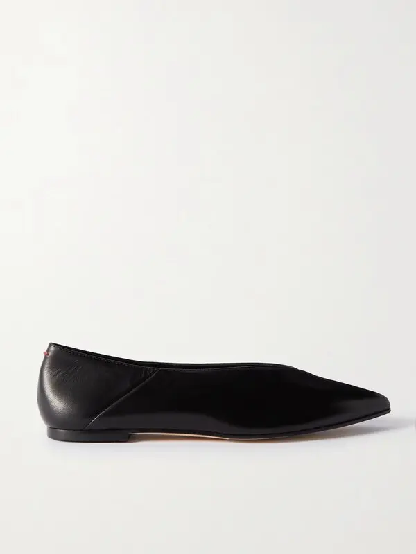 AeydĒ Moa Leather Point-toe Flats - Black