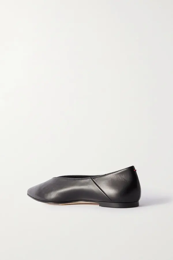 AeydĒ Moa Leather Point-toe Flats - Black