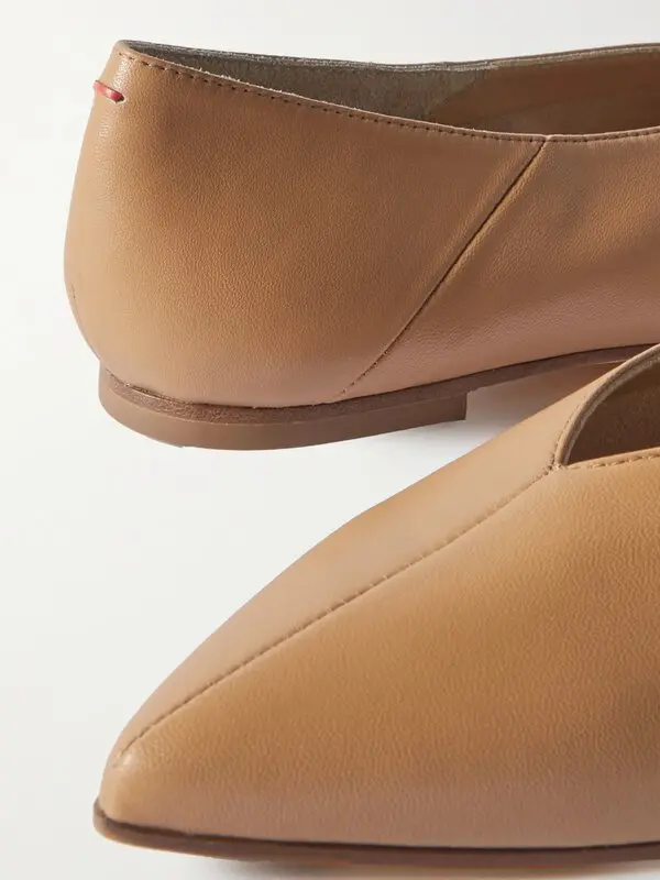 AeydĒ Moa Leather Point-toe Flats - Brown