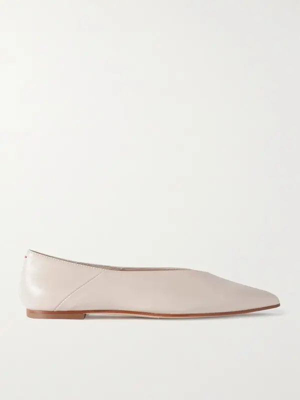 AeydĒ Moa Leather Point-toe Flats - Neutrals