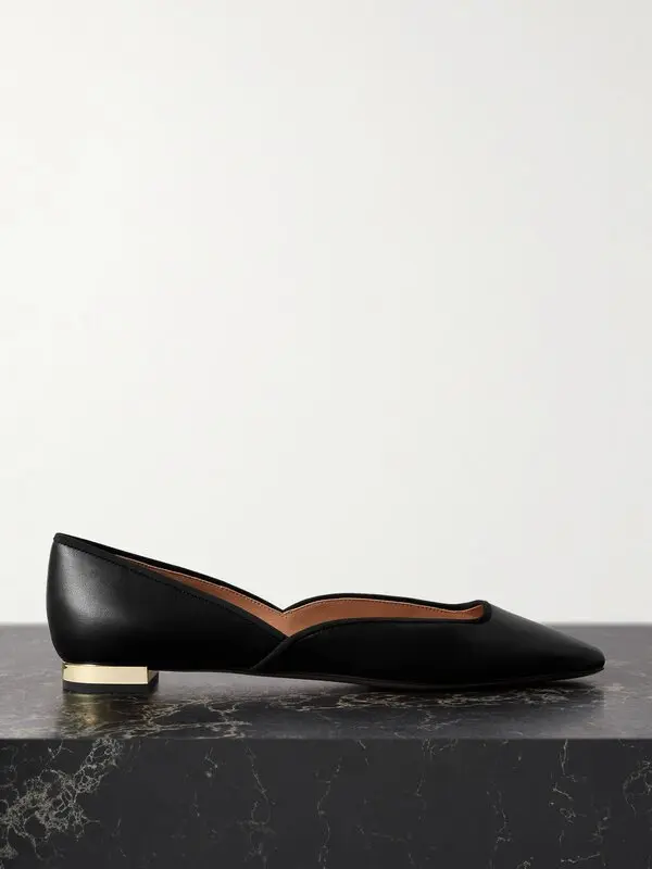 AQUAZZURA Maia Leather Ballet Flats - Black
