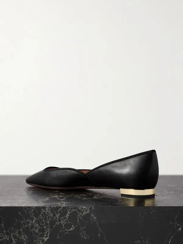 AQUAZZURA Maia Leather Ballet Flats - Black