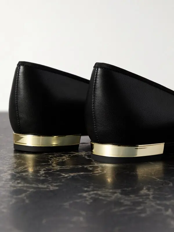 AQUAZZURA Maia Leather Ballet Flats - Black
