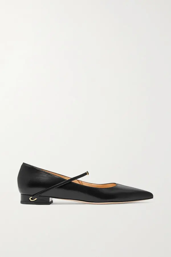 Jennifer Chamandi Lorenzo Leather Point-toe Flats