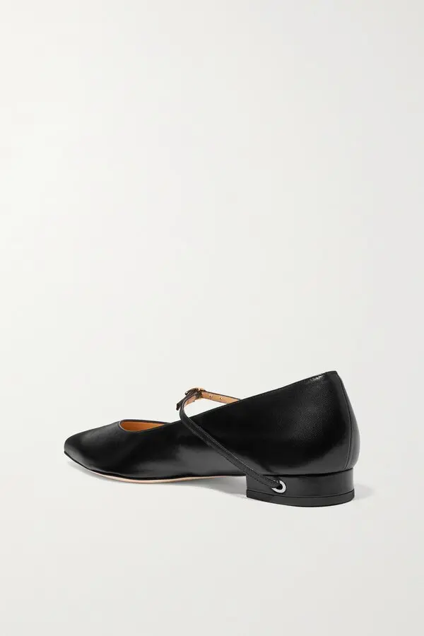 Jennifer Chamandi Lorenzo Leather Point-toe Flats