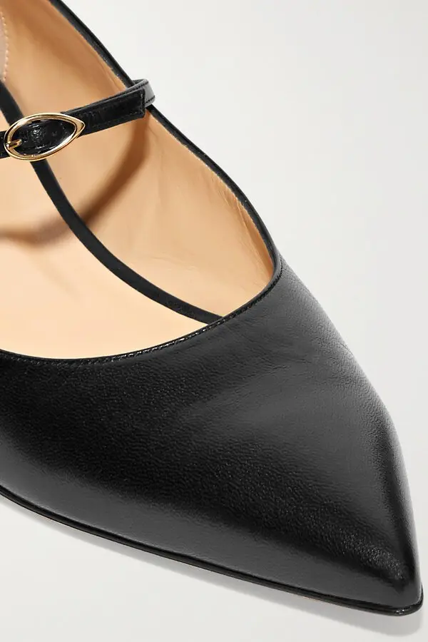 Jennifer Chamandi Lorenzo Leather Point-toe Flats