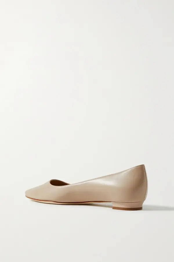 Manolo Blahnik Titto Leather Point-toe Flats
