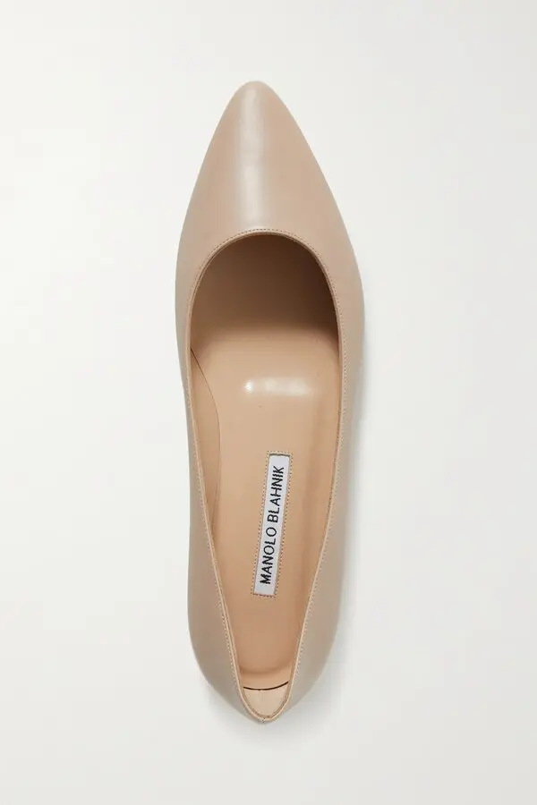 Manolo Blahnik Titto Leather Point-toe Flats