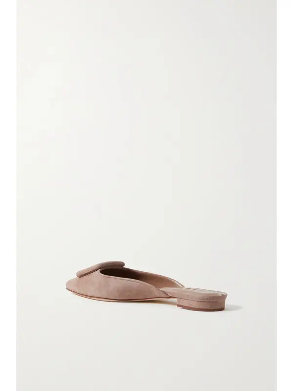 Manolo Blahnik Maysale Suede Flats - Brown