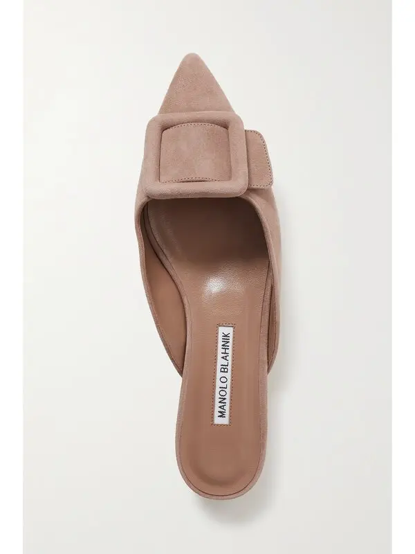 Manolo Blahnik Maysale Suede Flats - Brown