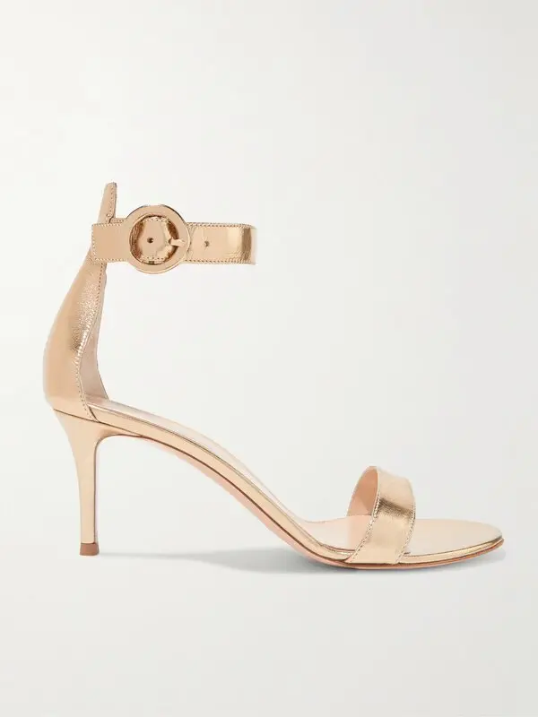 GIANVITO ROSSI Portofino 70 Leather Sandals - Gold