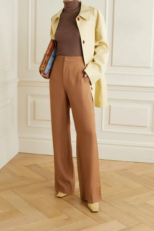 Tibi Cutout Ribbed Wool Turtleneck Top