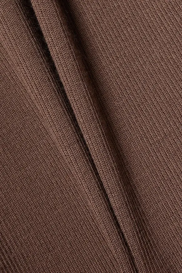 Tibi Cutout Ribbed Wool Turtleneck Top