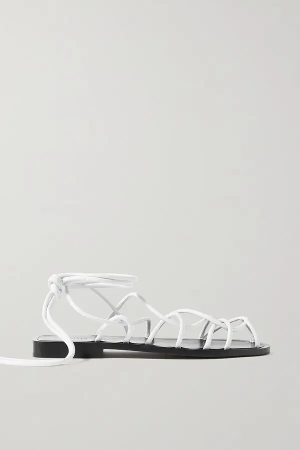 Khaite Lyon Leather Gladiator Sandals - White