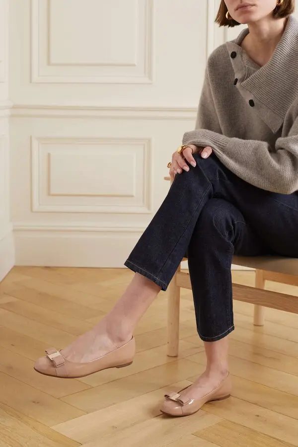 FERRAGAMO Varina Bow-embellished Ballet Flats
