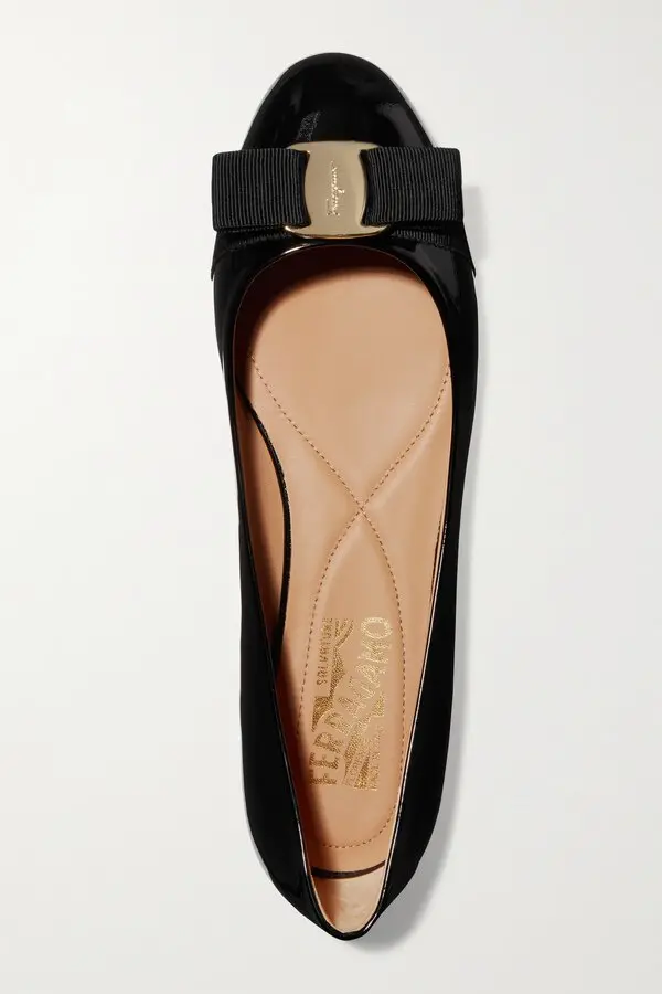 FERRAGAMO Varina Bow-embellished Ballet Flats - Black
