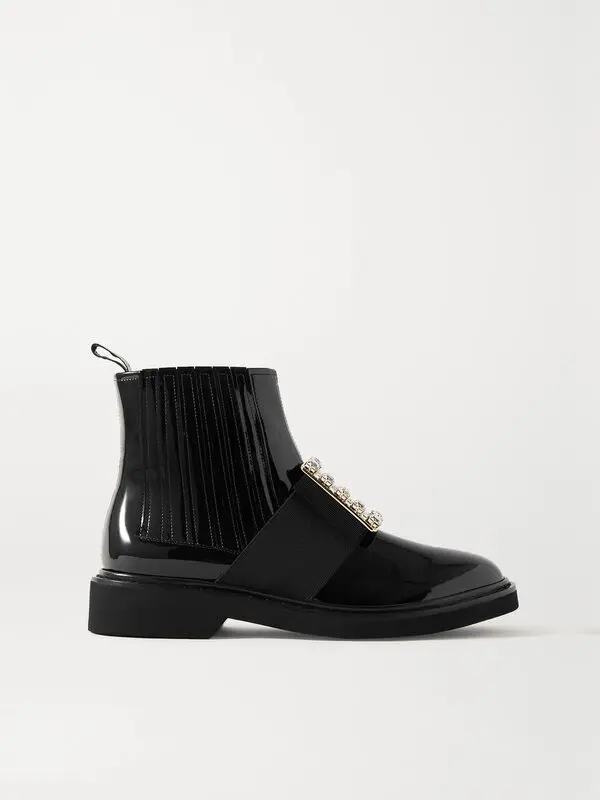 ROGER VIVIER Viv Ranger Crystal-embellished Chelsea Boots - Black